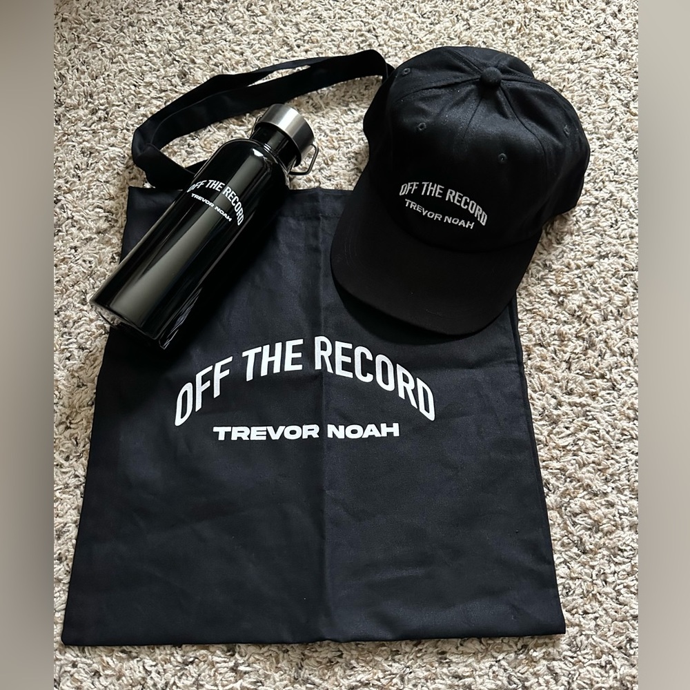 Trevor Noah Off The Record Tote Bag, Hat & Water Bott… - Gem